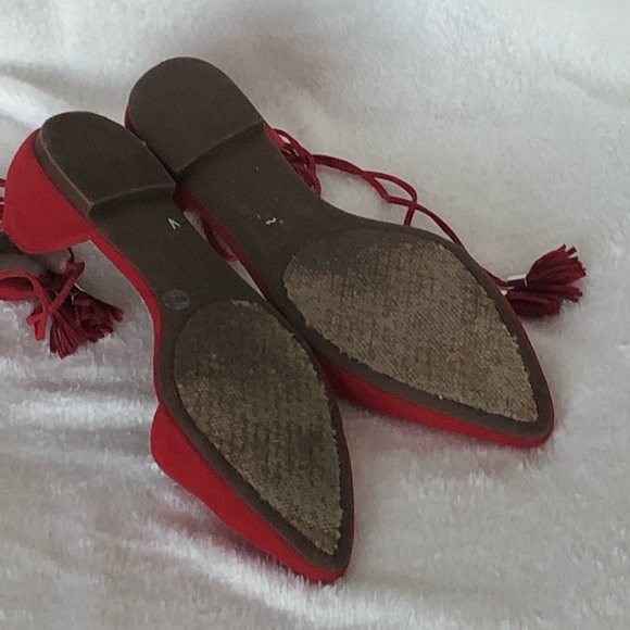 Jessica Simpson | Shoes | Jessica Simpson Red Lace Up Ballet Flats ...